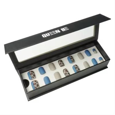 China Custom Rigid Cardboard Magnetic Nail Box with Clear PVC Window 100pcs for sale