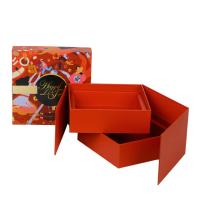 China Red Luxury Custom Cardboard Gift Box 200x210x125mm for Dry Fruits Chocolate Packaging with Gold Foil for sale