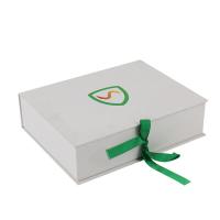 China White Custom Logo Rigid Cardboard Magnetic Closure Clothes Box with Ribbon 500pcs MOQ for sale