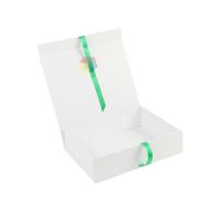 China White Custom Logo Rigid Cardboard Magnetic Closure Clothes Box with Ribbon 500pcs MOQ for sale