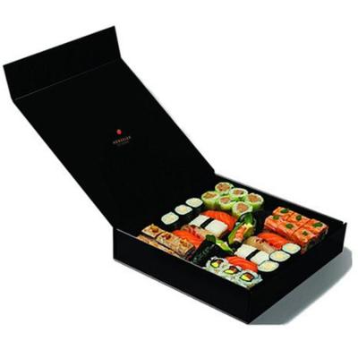 China Custom Logo Food Grade Paper Magnetic Folding Closure Sushi Takeaway Box 100-300pcs for sale