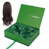 China Custom Wig Packaging Box 279g Weight 1200gsm Cardboard with Ribbon Closure and Satin Interior for sale