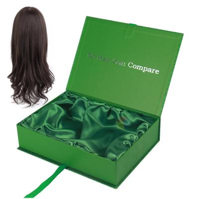 China Custom Wig Packaging Box 279g Weight 1200gsm Cardboard with Ribbon Closure and Satin Interior for sale