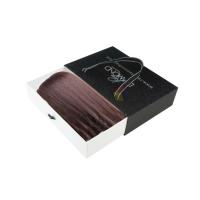 China Custom Black Glitter Drawer Hair Packaging Boxes with Ribbon Handle - 153gsm Paper & 1200gsm Cardboard Construction for sale