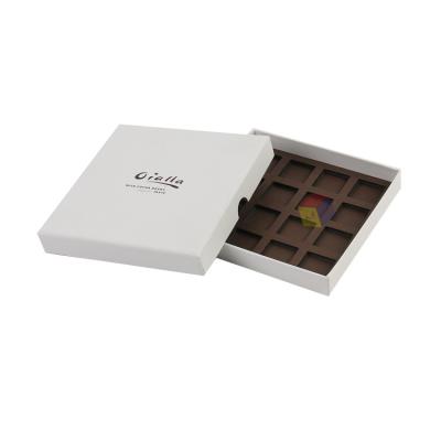 China Custom White Square 2-Piece Paper Candy Chocolate Gift Box with Lid and Divider Slots - 500pcs MOQ, 10-Day Production for sale