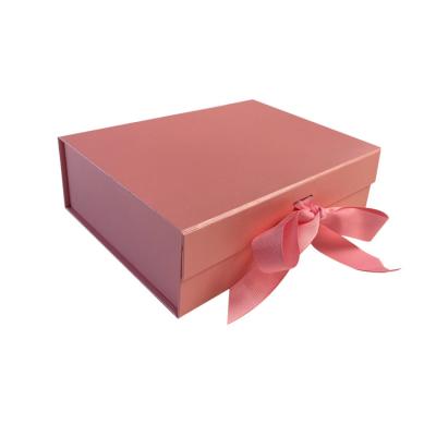 China Custom Collapsible Magnetic Gift Box with Ribbon Closure - 235g Weight, 120gsm Pearl Paper + 1200gsm Cardboard Construction for sale