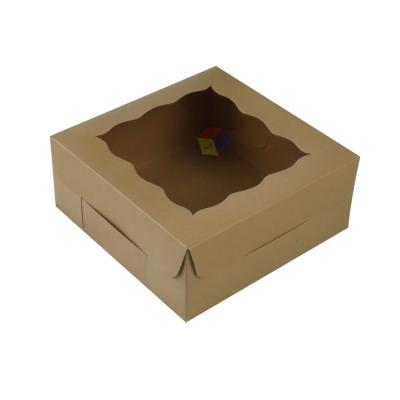 China Food Grade Kraft Bakery Cake Packaging Boxes with Clear Window - Custom Logo Options & 500pcs MOQ for sale