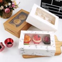 China Custom Food Grade Kraft Folding Transparent Window Bakery Cupcake Box And Packaging With Paper Insert for sale