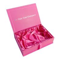 China Custom Pink Hair Bundle Packaging Box 290x210x70mm with Glitter Paper & Satin Lining for Wig Extensions for sale