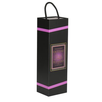 China Single Folding Magnetic Wine Gift Box Luxury Cardboard Black Custom for sale
