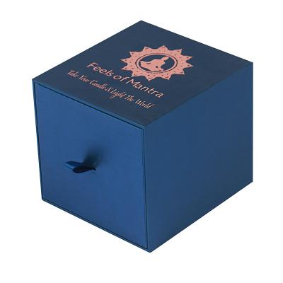 China Custom Candle Gift Box Packaging Rigid Cardboard Sliding Drawer With Inserts for sale