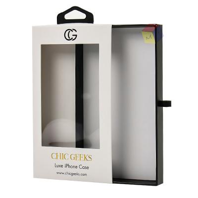 China Custom Sliding Drawer Mobile Phone Case Packaging Box with Clear Window - 157gsm Paper & 1200gsm Cardboard Material for sale