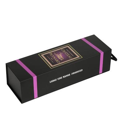 China Lightweight Hard Cardboard Magnetic Wine Gift Box Customized With Handle for sale