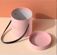 China Custom Luxury Round Flower Packaging Box with Ribbon Handle - 157gsm Paper & 1200gsm Cardboard Construction for sale