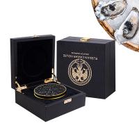 China Luxury MDF Leather Cardboard Caviar Gift Box Packaging With Foam Insert for sale