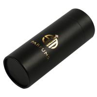 China Eco Friendly Custom Hot Foil Logo Black Rigid Paper Essential Oil Tube Packaging Gift Box with Foam Insert for sale