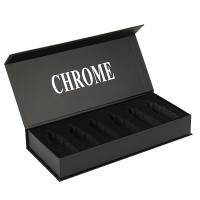 China Custom Black Magnetic Closure Paper Cardboard Essential Oil Gift Box with Foam Insert 157gsm for sale