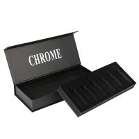 China Custom Black Magnetic Closure Paper Cardboard Essential Oil Gift Box with Foam Insert 157gsm for sale