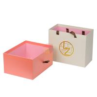 China Custom Handmade Sliding Drawer Gift Box with Foil Logo Ribbon Handle Eco-Friendly Cardboard 10x10x5cm for sale