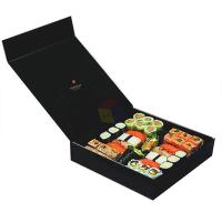 China Custom Disposable Black Paper Foldable Magnetic Sushi Takeout Box - 500pcs MOQ, 10-Day Production for sale