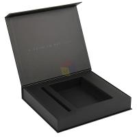 China Wholesale Custom Logo Hard Cardboard Black Magnetic Gift Box with Paper Tray 500pcs MOQ for sale