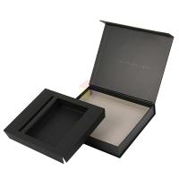 China Wholesale Custom Logo Hard Cardboard Black Magnetic Gift Box with Paper Tray 500pcs MOQ for sale