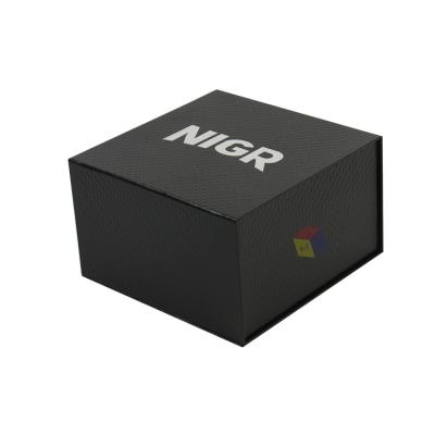 China Black Custom Logo Magnetic Close Hat Box Packaging Texture Paper Cardboard Eco Friendly Biodegradable for sale