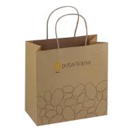 China Custom Logo Kraft Paper Shopping Bag with Twisted Handle - Recycled Brown Food Packaging, 10-Day Production for sale