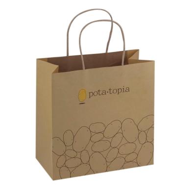 China Custom Logo Kraft Paper Food Bags with Paper Twist Handle - 500pcs MOQ, 10-Day Production for sale