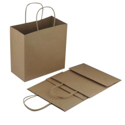 China Custom Logo Kraft Paper Shopping Bag with Twisted Handle - Recycled Brown Food Packaging, 10-Day Production for sale