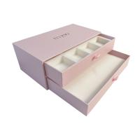 China Custom Logo Pink Slide Drawer Jewelry Box Set with Foam Insert for Necklace Ring Packaging for sale
