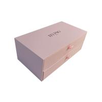China Custom Logo Pink Slide Drawer Jewelry Box Set with Foam Insert for Necklace Ring Packaging for sale