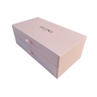 China Custom Logo Pink Slide Drawer Jewelry Box Set with Foam Insert for Necklace Ring Packaging for sale