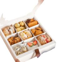 China Eco Friendly Clear Lid Custom White Paper Donut Dessert Packaging Box With Grid Divider for sale