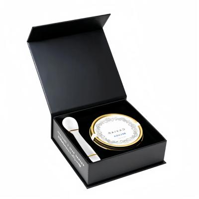 China Luxury Black Magnetic Rigid Paper Caviar Gift Box Custom Size 1200gsm Board for sale
