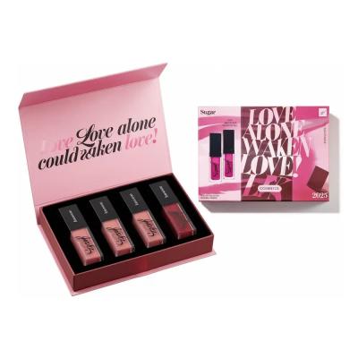 China Custom Logo Magnetic Lip Gloss Packaging Box Cosmetic Lipstick Sets Box with EVA Foam 157gsm Paper for sale