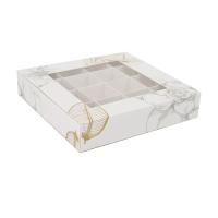 China Custom Luxury Paper Gift Food Candy Chocolate Bonbon Boxes Packaging with Clear Window 157gsm Coated Paper for sale
