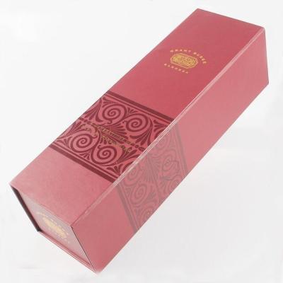 China Custom Logo Rigid Paper Cardboard Magnetic Folding Close Single Wine Box Packaging Bottle Luxury for sale
