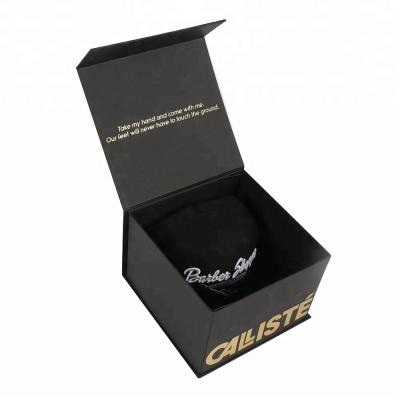 China Wholesale Custom Logo Black Magnetic Gift Packaging Folding Hat Box Rigid Cardboard 100% Eco-Friendly for sale