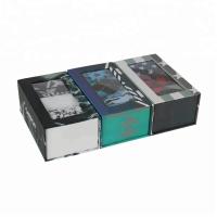 China Custom Magnetic Close Paper Gift Box 3 Set Socks Packaging with Clear PVC Window for Christmas for sale