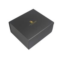 China Luxury Matte Black Magnetic Folding Box with Hot Foil Logo Custom Apparel Clothing Packaging for sale