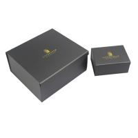 China Luxury Matte Black Magnetic Folding Box with Hot Foil Logo Custom Apparel Clothing Packaging for sale