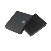 China Custom Logo Soft Touch Black Rigid Cardboard Paper Boxes Coin Packaging with EVA Foam Tray 1200gsm for sale