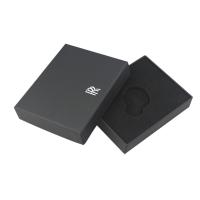 China Custom Logo Soft Touch Black Rigid Cardboard Paper Boxes Coin Packaging with EVA Foam Tray 1200gsm for sale
