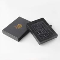 China Custom Black Texture Paper Rigid Cardboard Gift Wallet Box Packaging 1200gsm with Gold Foil Logo for sale