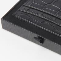 China Custom Black Texture Paper Rigid Cardboard Gift Wallet Box Packaging 1200gsm with Gold Foil Logo for sale