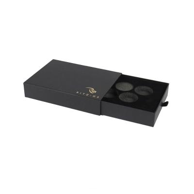 China Custom Foil Logo Sliding Drawer Golf Ball Box Packaging with Sponge Foam Insert 157gsm Coated Paper for sale