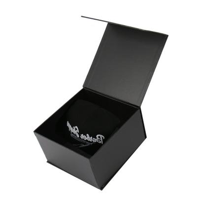 China Wholesale Custom Size Matte Black Magnetic Folding Baseball Cap Packaging Box with Hot Stamping for sale