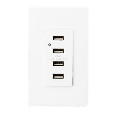 China LD-U002 4.2A Smart USB Wall Outlet with 4 Charging Ports and Dual Wall Plates for 110-250V Systems for sale