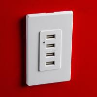China LD-U002 4.2A Smart USB Wall Outlet with 4 Charging Ports and Dual Wall Plates for 110-250V Systems for sale